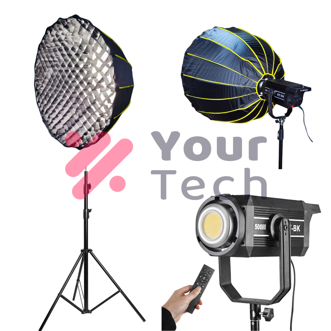 Kit Lumière Vidéo LED 500W avec Softbox Parabolique 90 cm + Trépied 2 ...