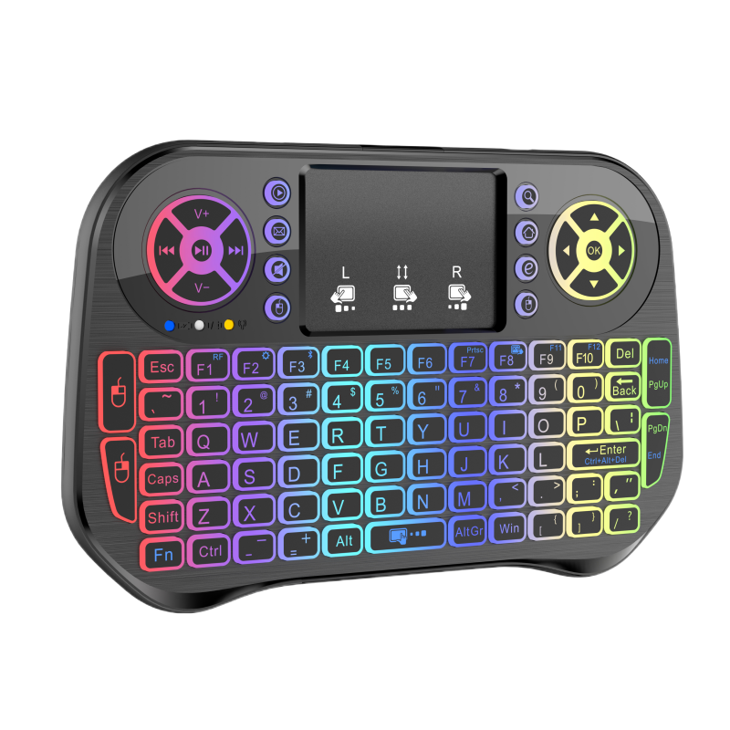 Mini Clavier Sans Fil I10 2.4GHz RGB avec Air Mouse et Pavé Tactile ...