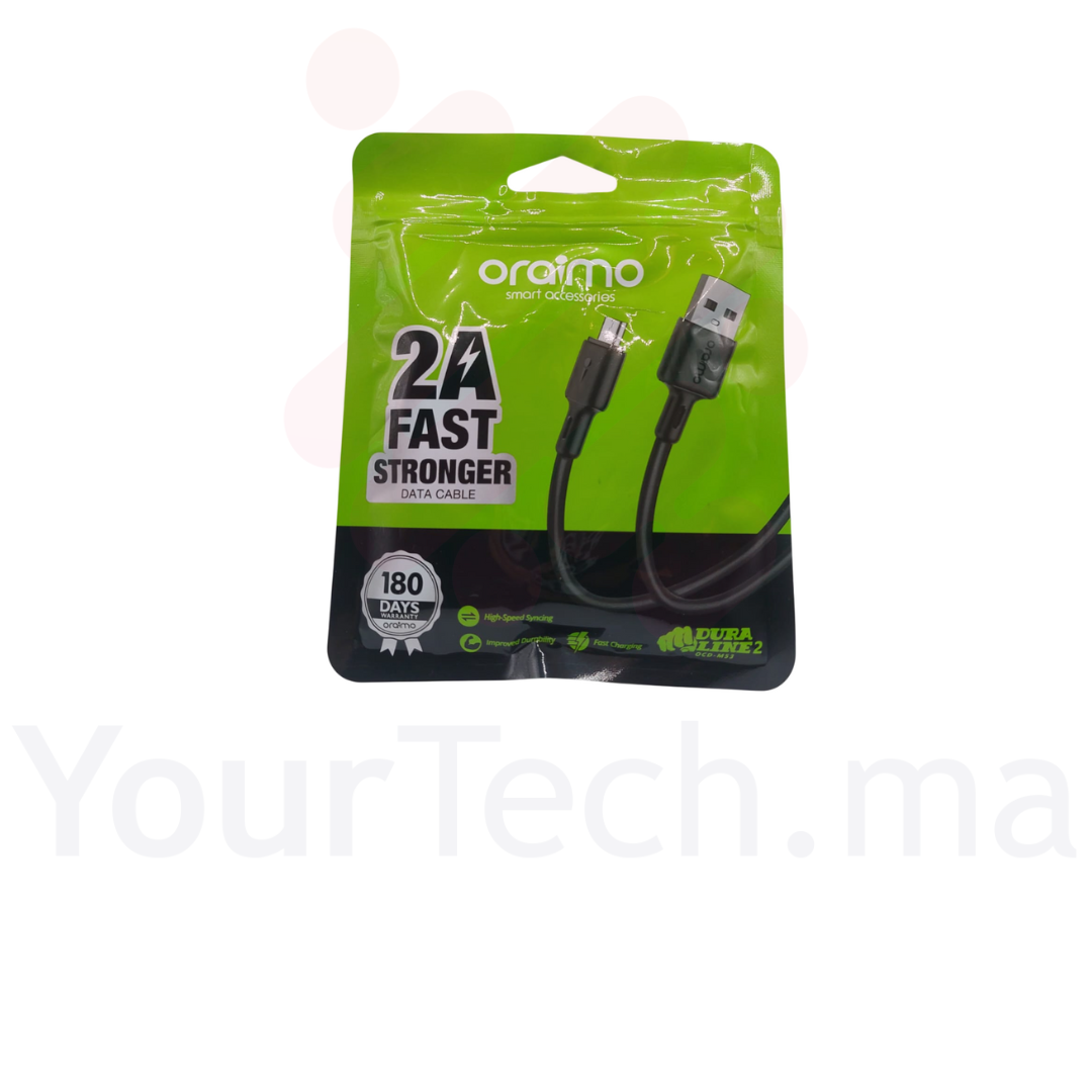 Oraimo Câble Micro USB Duraline 2 OCD-M53 – Charge Rapide et Haute Rés ...